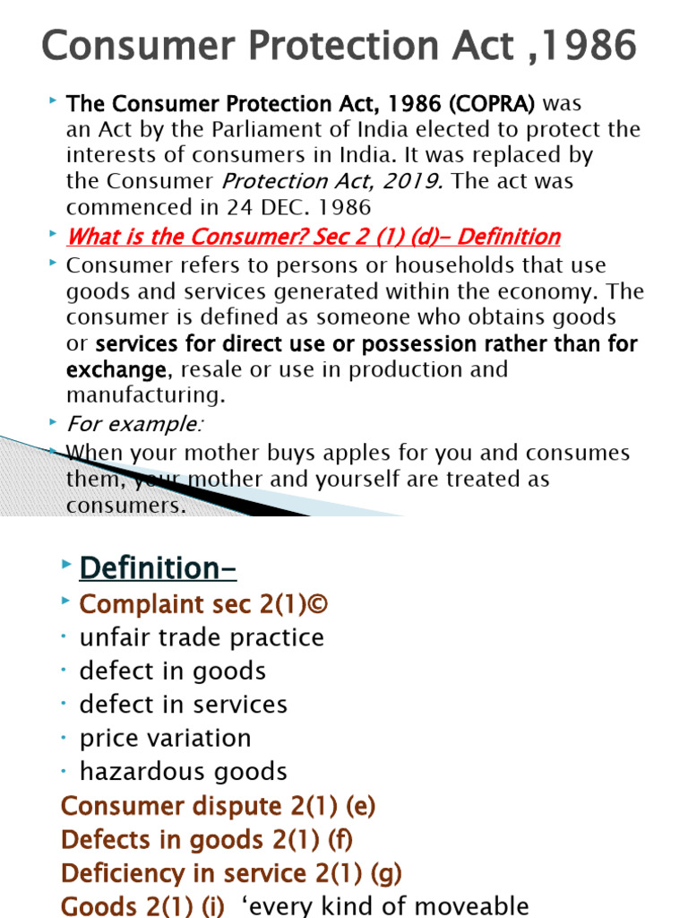 Overview of Consumer Protection Act, 1986 | PDF