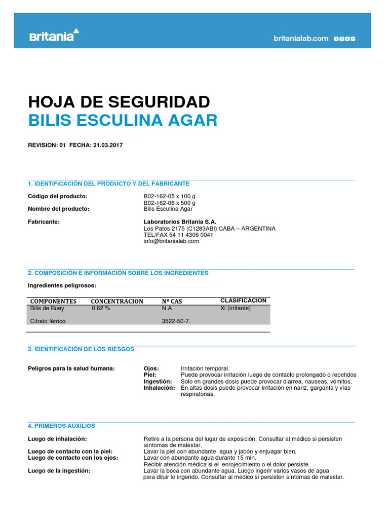 MSDS | Descargar gratis PDF | Agua | Laboratorios