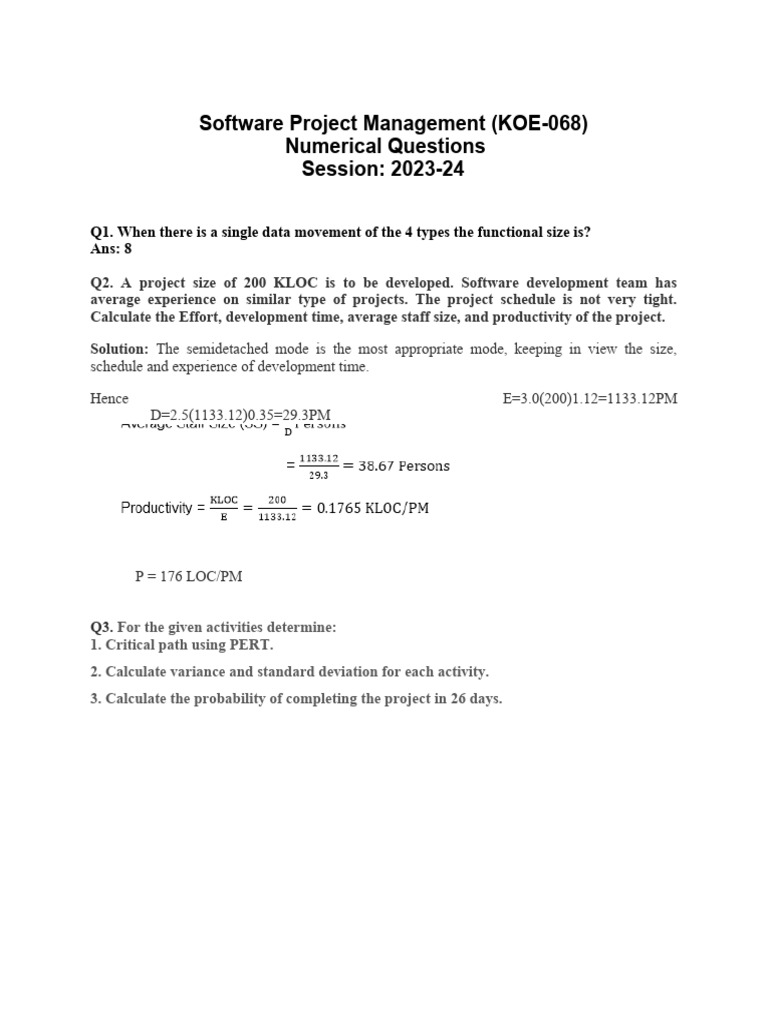 SPM Numerical Ques. | PDF