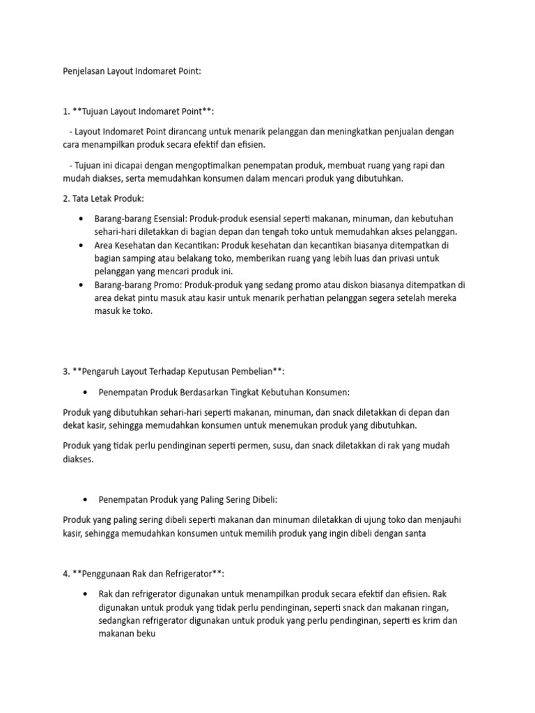 Penjelasan Layout Indomaret Point | PDF | Bisnis | Seni