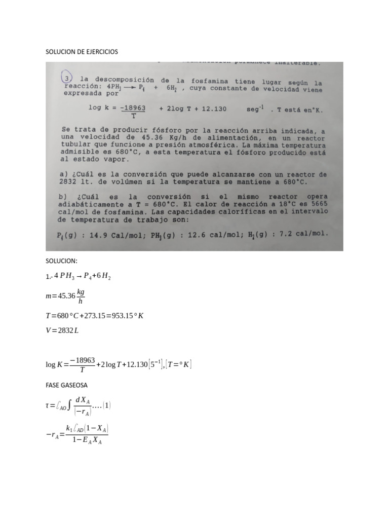 SOLUCION DE EJERCICIOS Diseno de Reactores | PDF