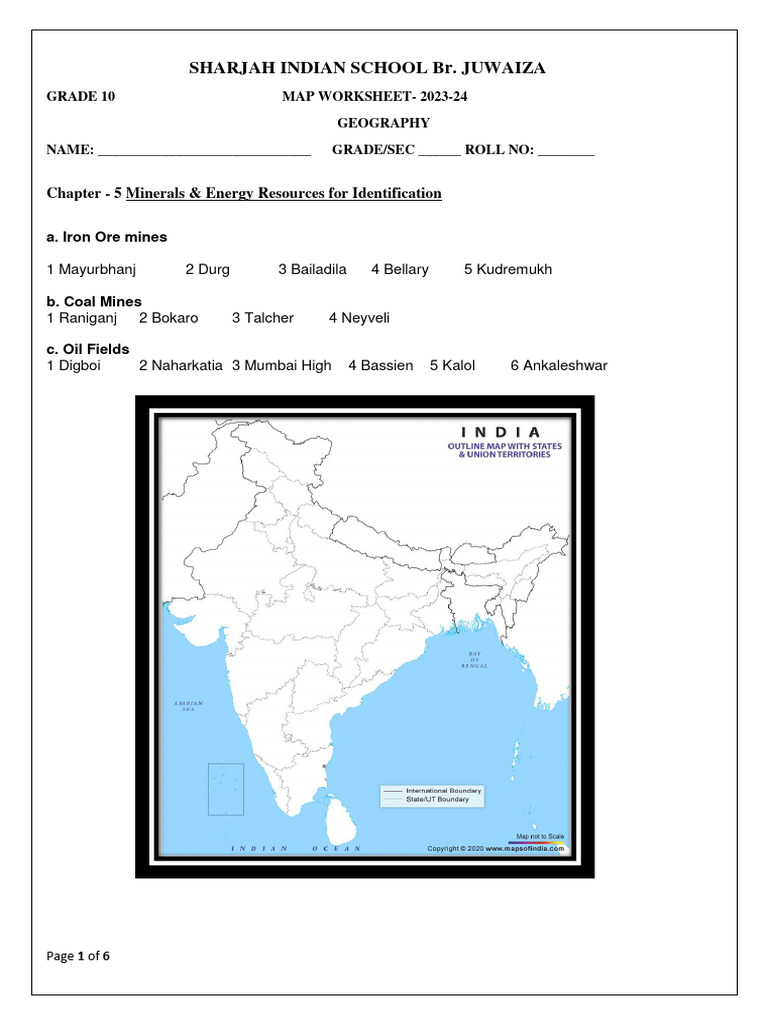 Term-2 Map Worksheets | PDF