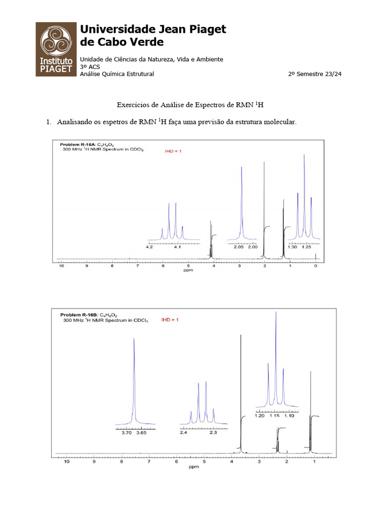 Exercícios Miscilanea RMN C H IV 3 | PDF