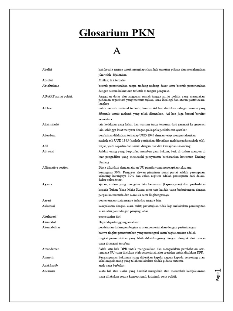 Glosarium PKN | PDF | Politik | Ilmu Sosial