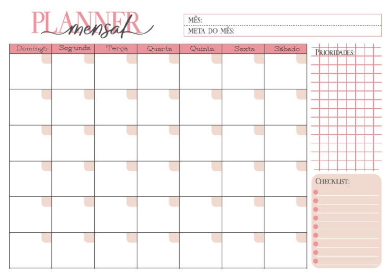 Planner Mensal | PDF