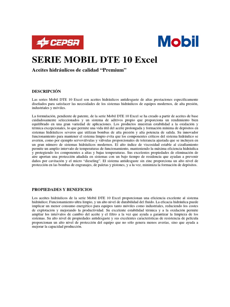 DTE 10 Mobil Excel 68 | PDF | Mecánica de Medios Continuos | Física Aplicada e Interdisciplinaria