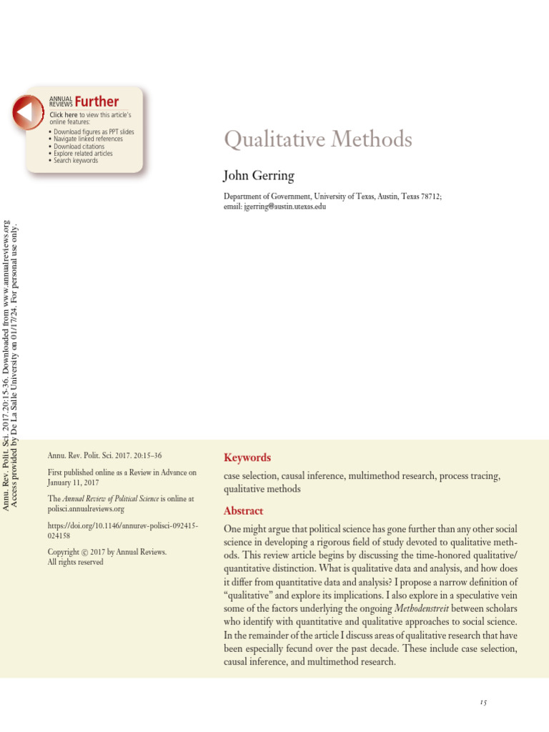 qualitative methods by John Gerring | PDF | Quantitative Research ...