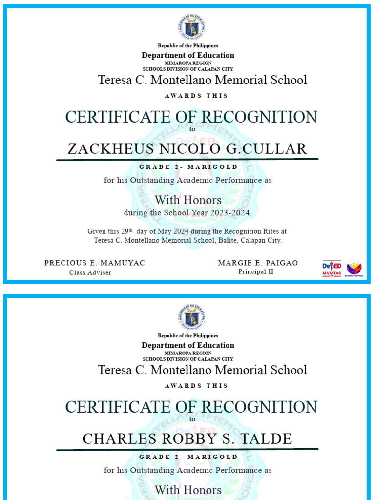 Certificate of Recognition2024 Joc | PDF