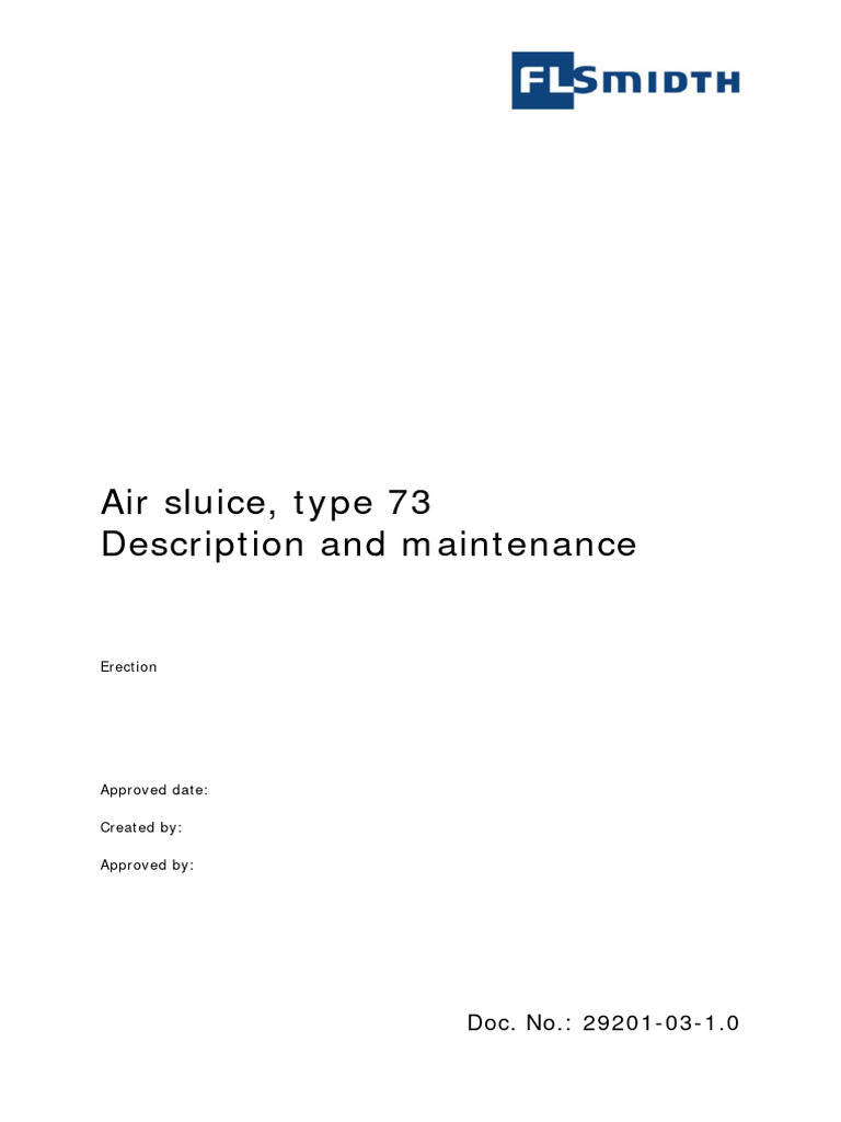 Air Sluice, Type 73 Description and Maintenance: Doc. No.: 29201-03-1.0 ...
