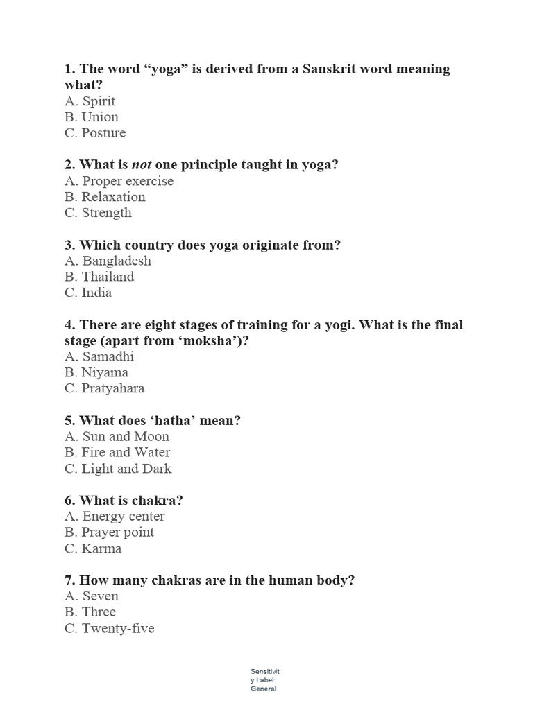 MCQ YOGA | PDF | Yoga | Kundalini