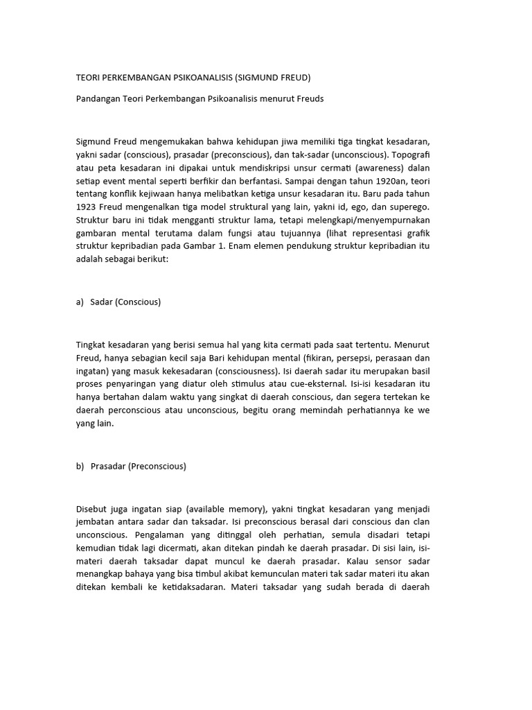 Teori Perkembangan Psikoanalisis | PDF