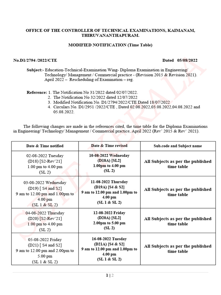 Modified Timetable Final Pdf