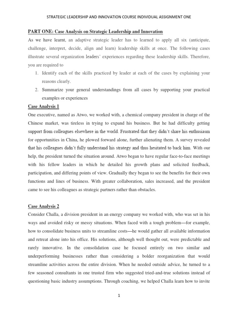 Sli Assignment 01 | PDF | Leadership | Strategic Leadership