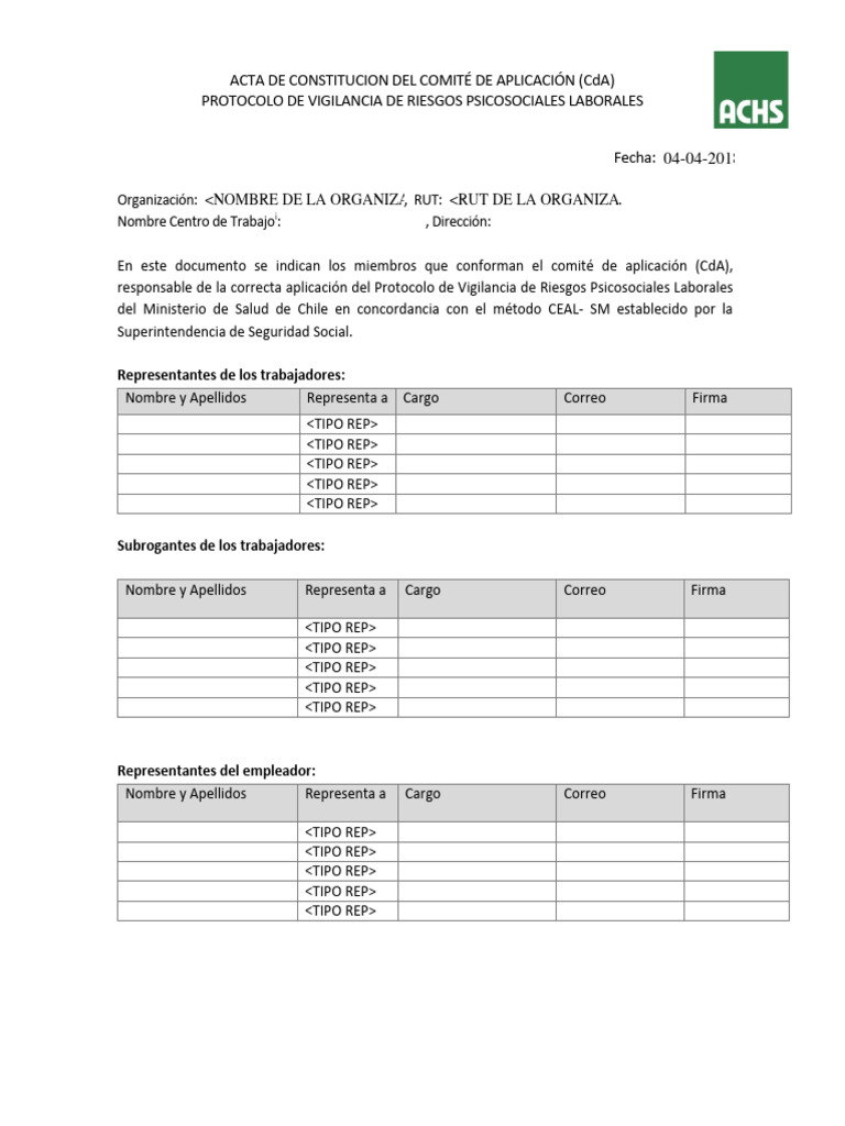 Acta Constitución Comité de Aplicación (CEAL-SM) v4 | PDF | Crecimiento personal y profesional ...
