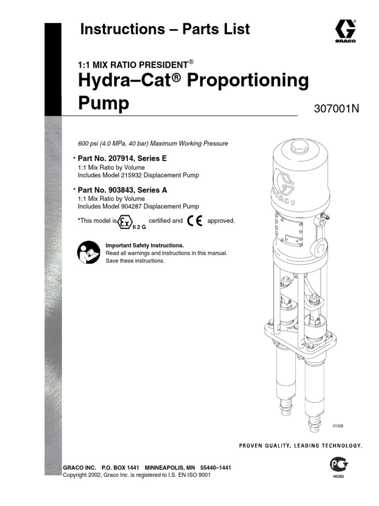 307001N Hydra-Cat Proportioning Pump - Graco Inc. | PDF | Implied ...