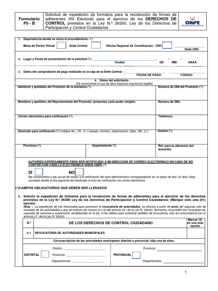 Formulario P5 B Derechos de Control | PDF | Documento de identidad | Gobierno