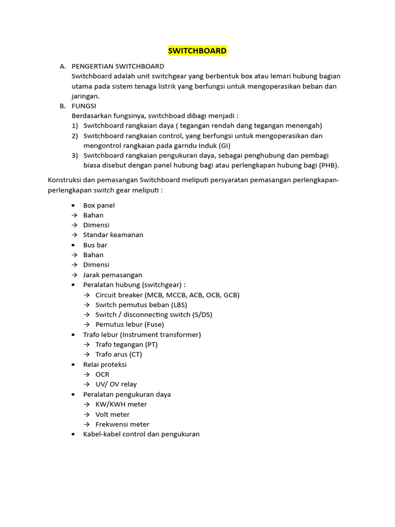 Switchboard | PDF