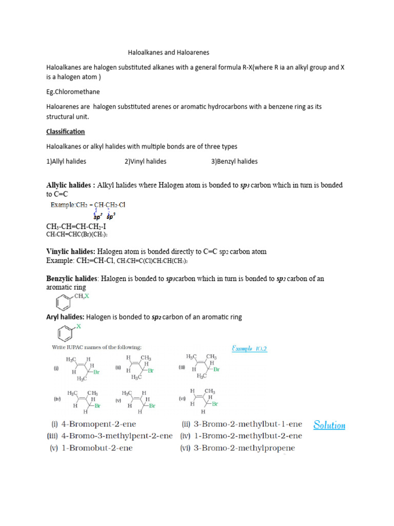 Notes on Haloalkanes (1) | PDF | Chemical Reactions | Ether