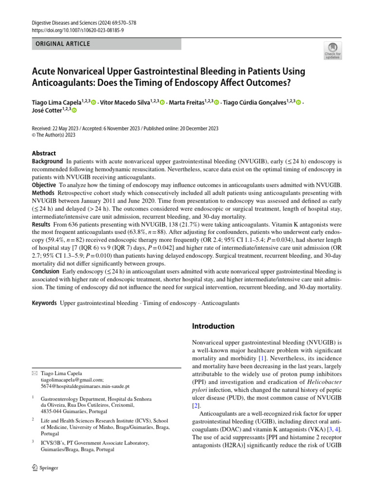 Acute Nonvariceal Upper Gastrointestinal Bleeding in Patients Using ...