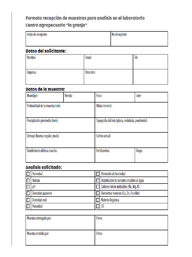Formato Recepción de Muestras de Suelos | PDF