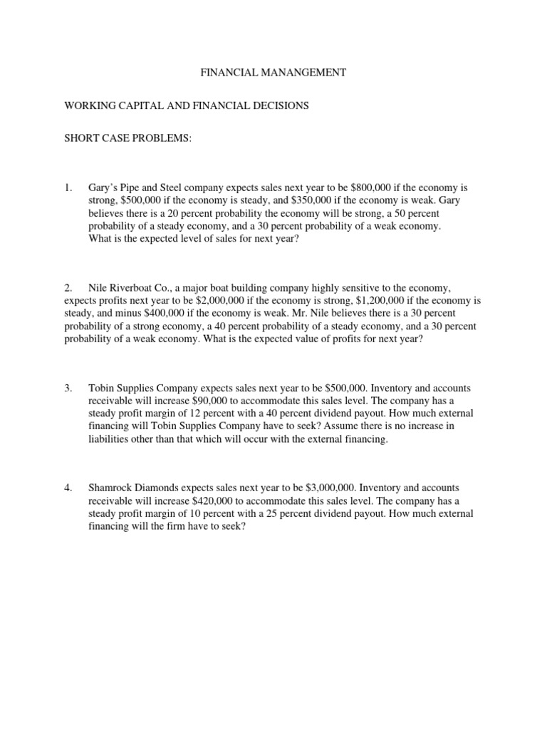 Financial Management - Case Problems | PDF | Interest | Taxes