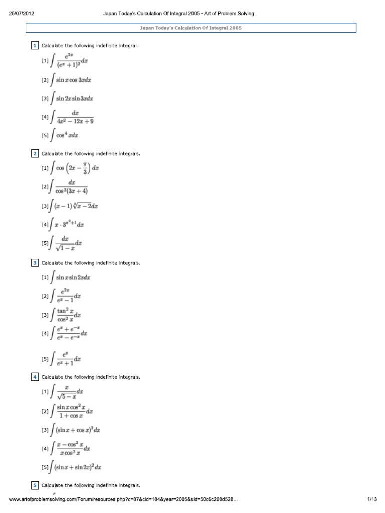 Calculation of Integral 2005 | PDF