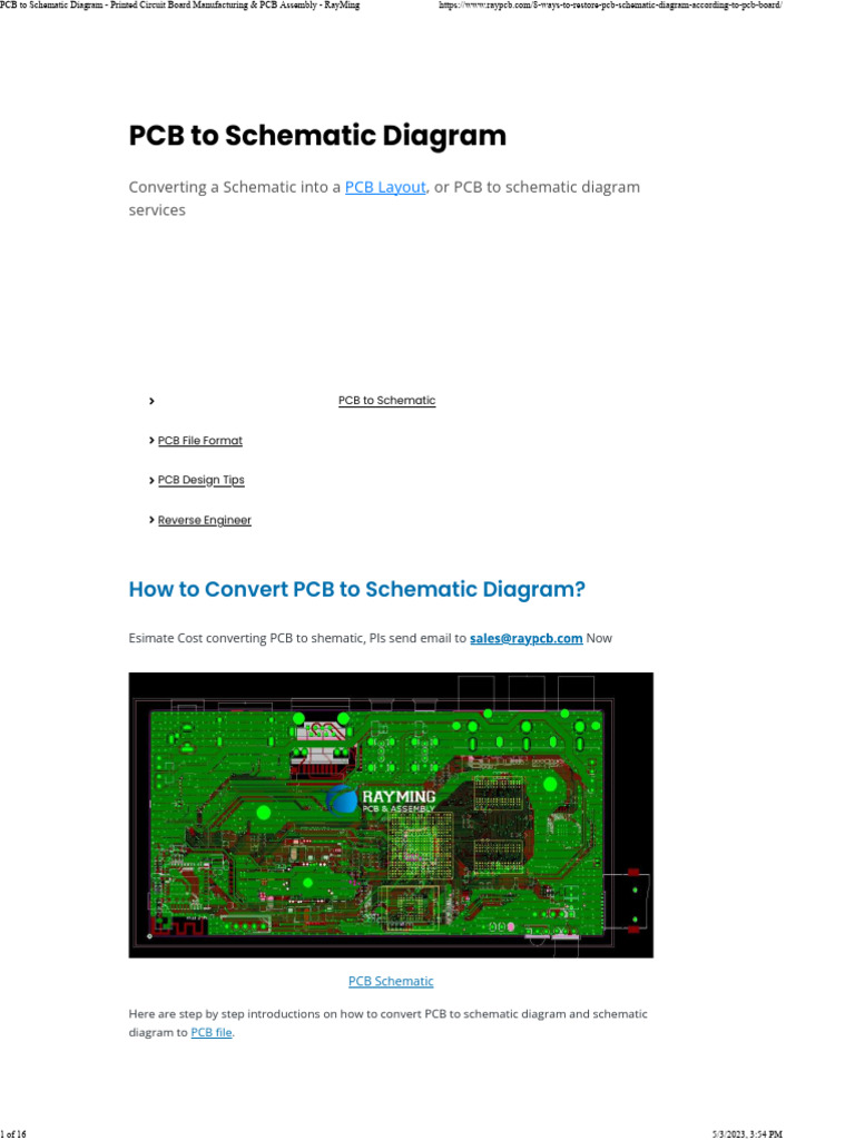 PCB to Schematic Diagram - Printed Circuit Board Manufacturing & PCB Assembly - RayMing | PDF ...