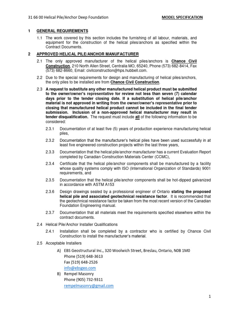 Ebs Helical Specifications Final | PDF | Deep Foundation | Strength Of ...