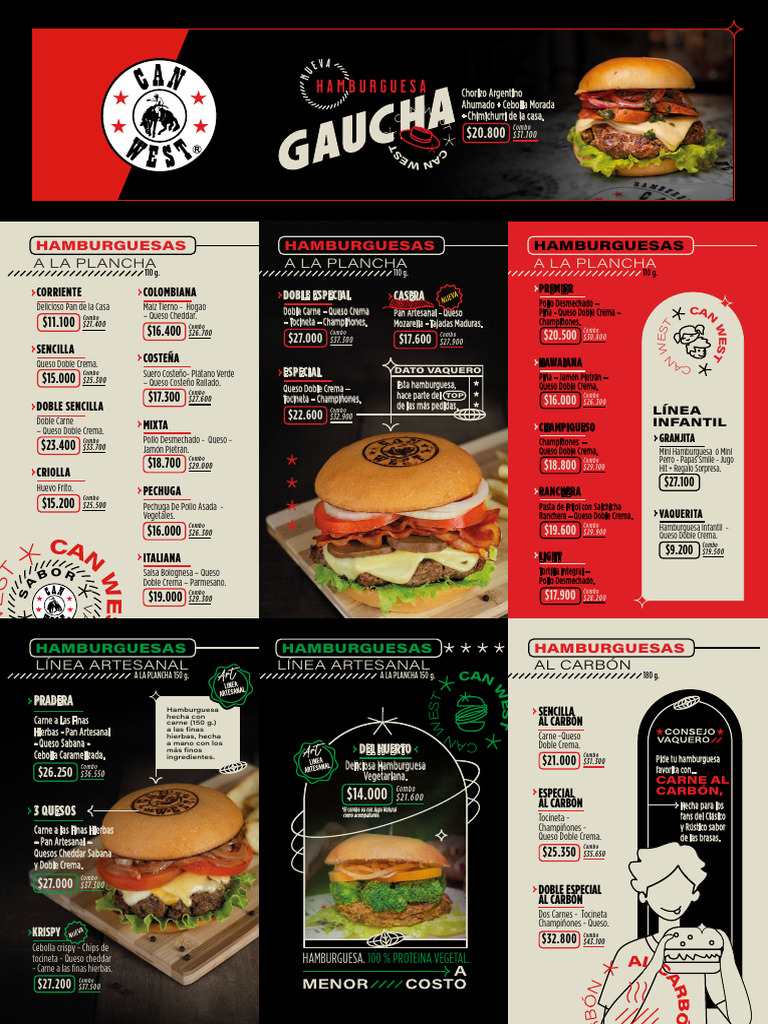Carta Can-West 2024 Nueva | Descargar gratis PDF | Hamburguesas | Alimentos