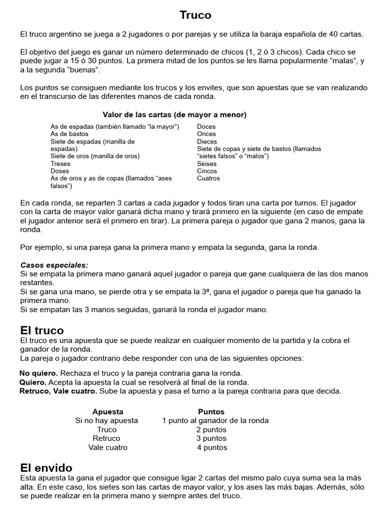 Truco | PDF | Juegos de mesa | Efímera