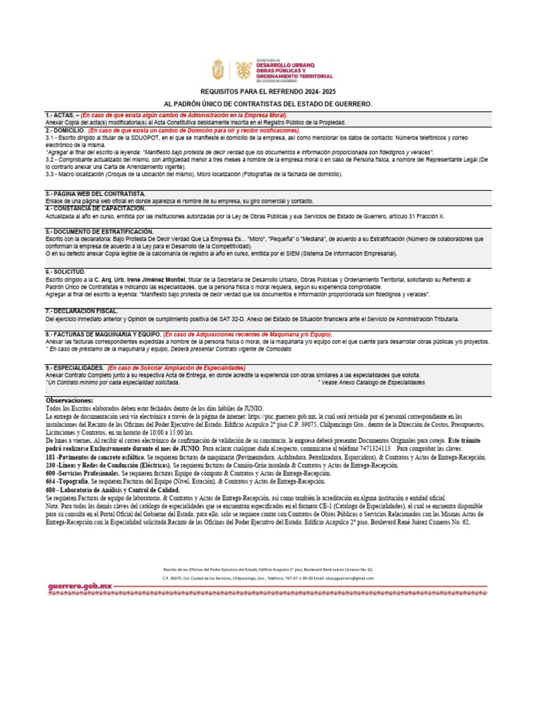 Requisitos Refrendo Padrón Contratistas 2024 | PDF | Finanzas y dinero