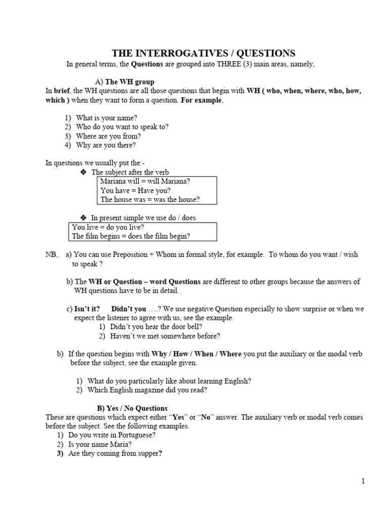 Verbs to Be and Types of questions_081220 | PDF | Question | Semantic Units