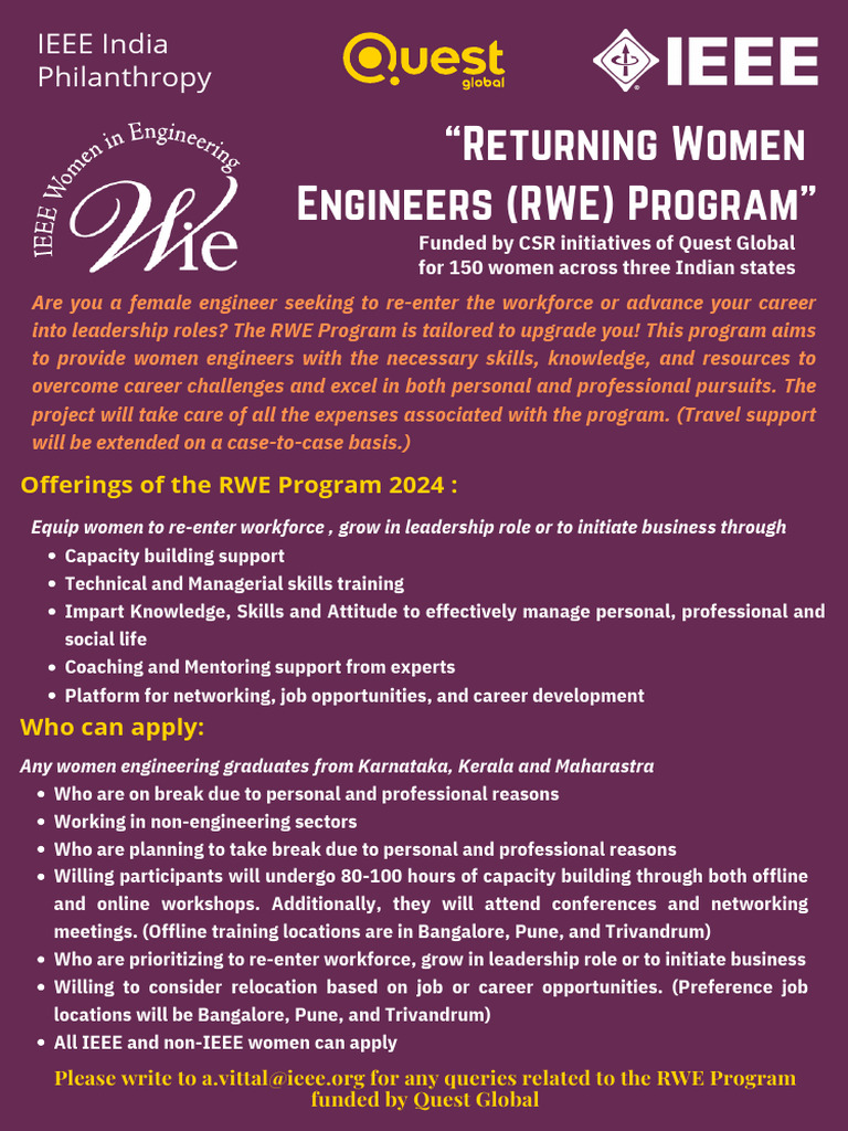 Returning Women Engineers Final Brochure | PDF | Internet Of Things