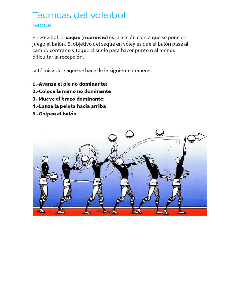 Técnicas Del Voleibol | PDF | Vóleibol | Juegos de pelota