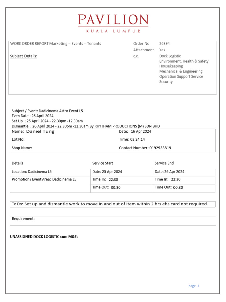 Dadicinema Astro Event Approved Work Permit | PDF