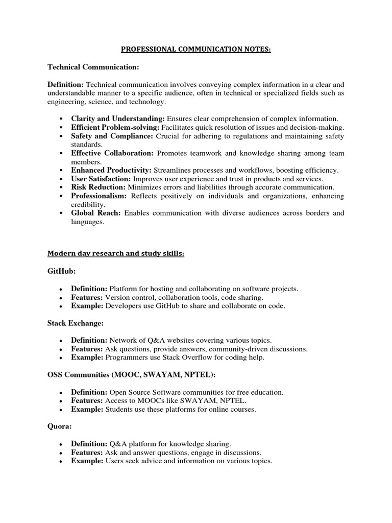 Professional Communication Notes 1 | PDF | Résumé | Reading Comprehension
