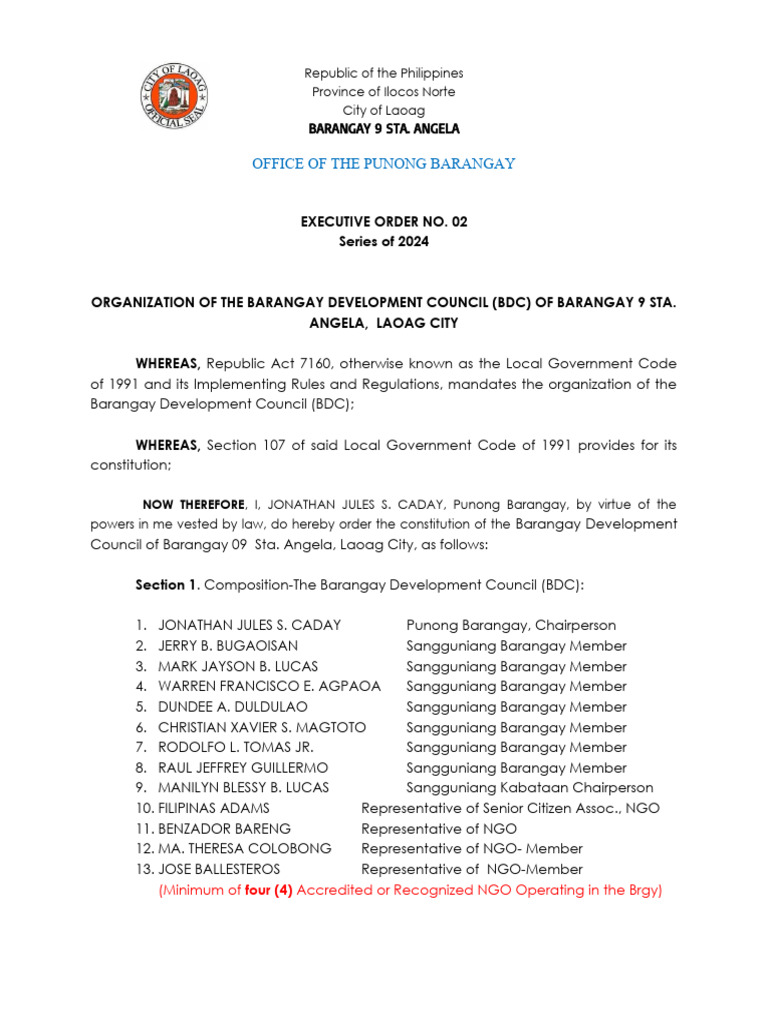 Barangay Development Council and Planning Team | PDF | Justice | Crime ...