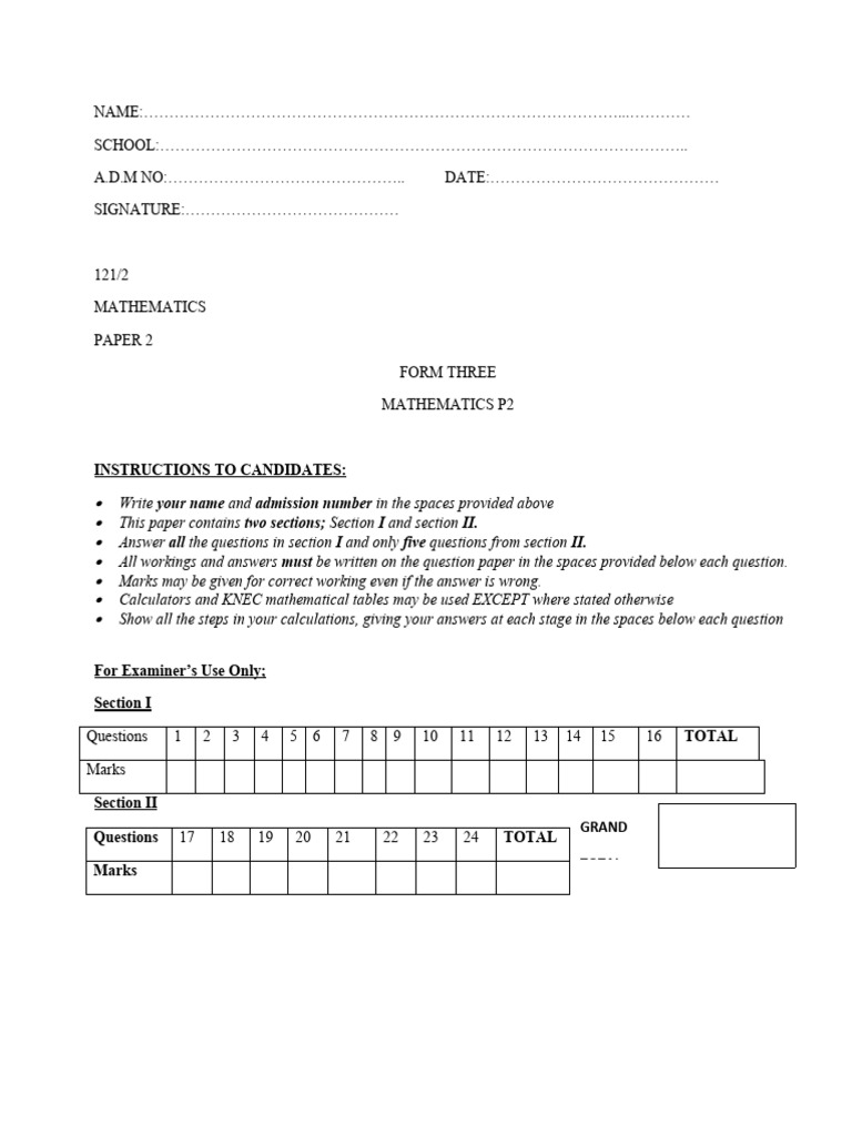 Math p2 Q Form 3 2022 End Term 1 Teacher - Co .Ke | PDF | Mathematics | Euclidean Plane Geometry