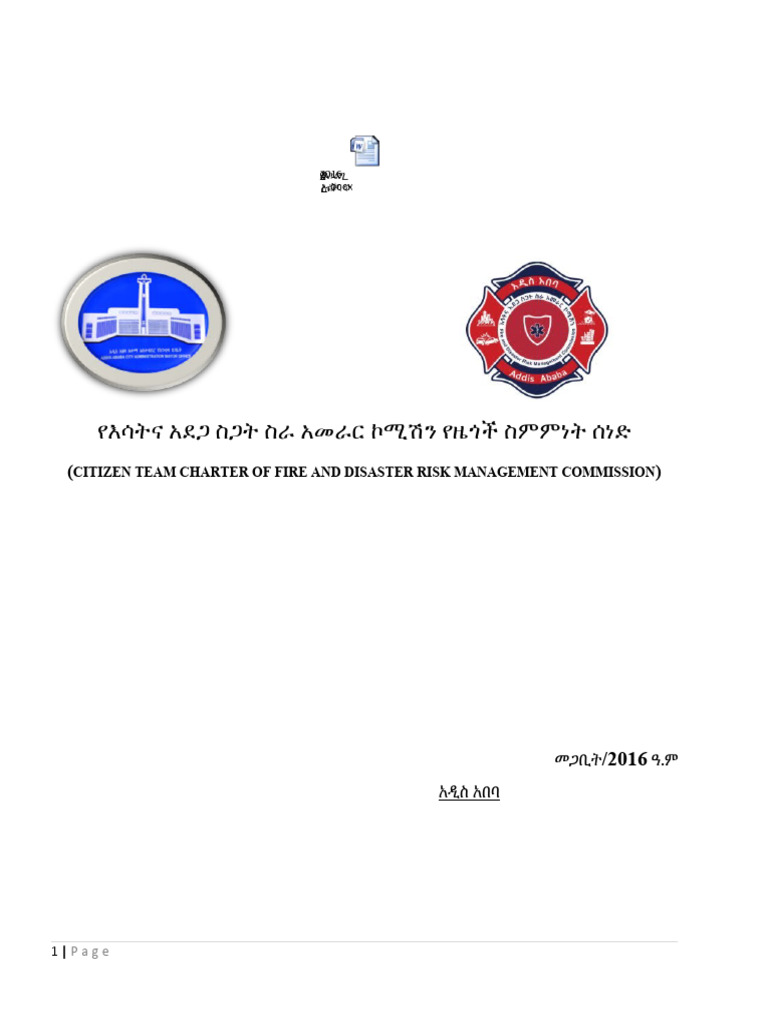 Citizen Team Charter of Fire and Disaster Risk Management Commission | PDF