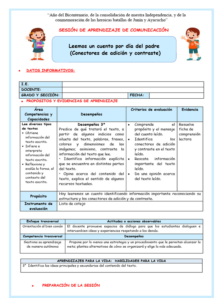 Cuento Dia Del Padre Pdf Evaluación Aprendizaje