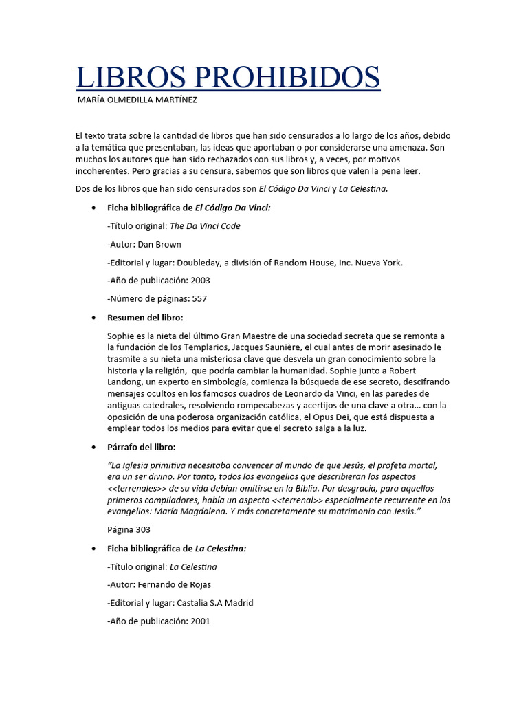 Libros Prohibidos | PDF | Novela negra, policíaca y suspenso