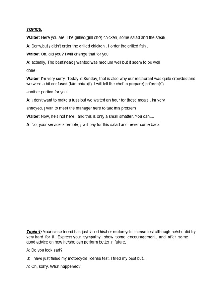 Restaurant Service Complaint and Apology | PDF