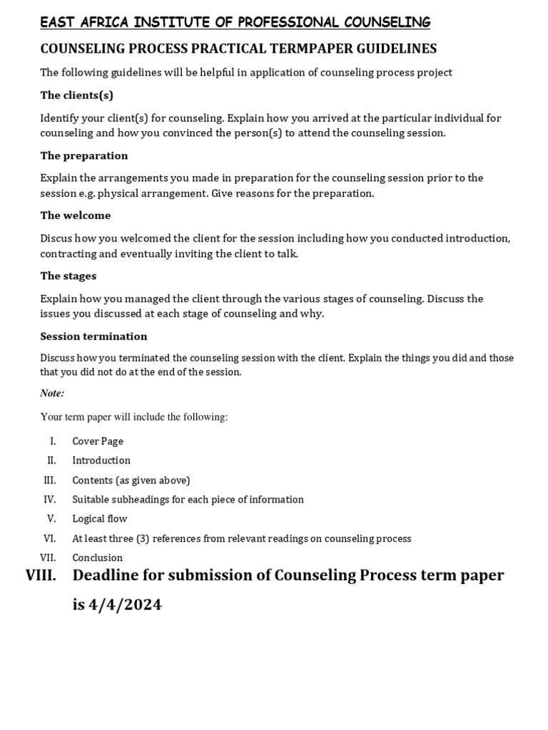 Termpaper - The Counseling Process | PDF