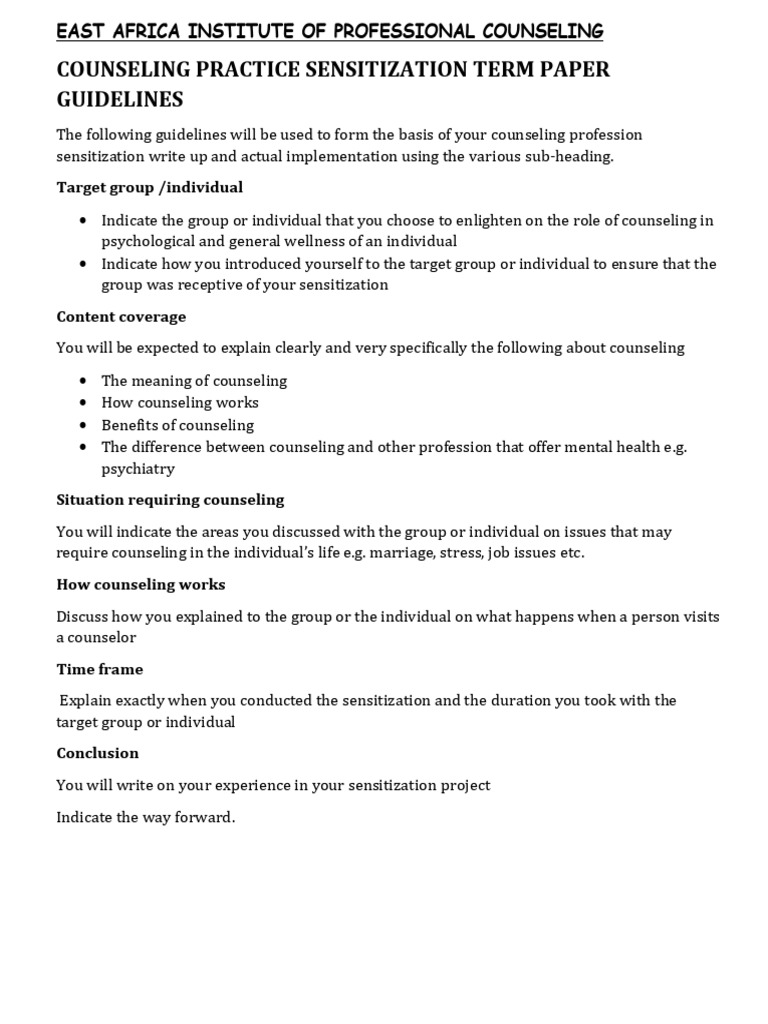 Term Paper - Introduction To Counseling | PDF