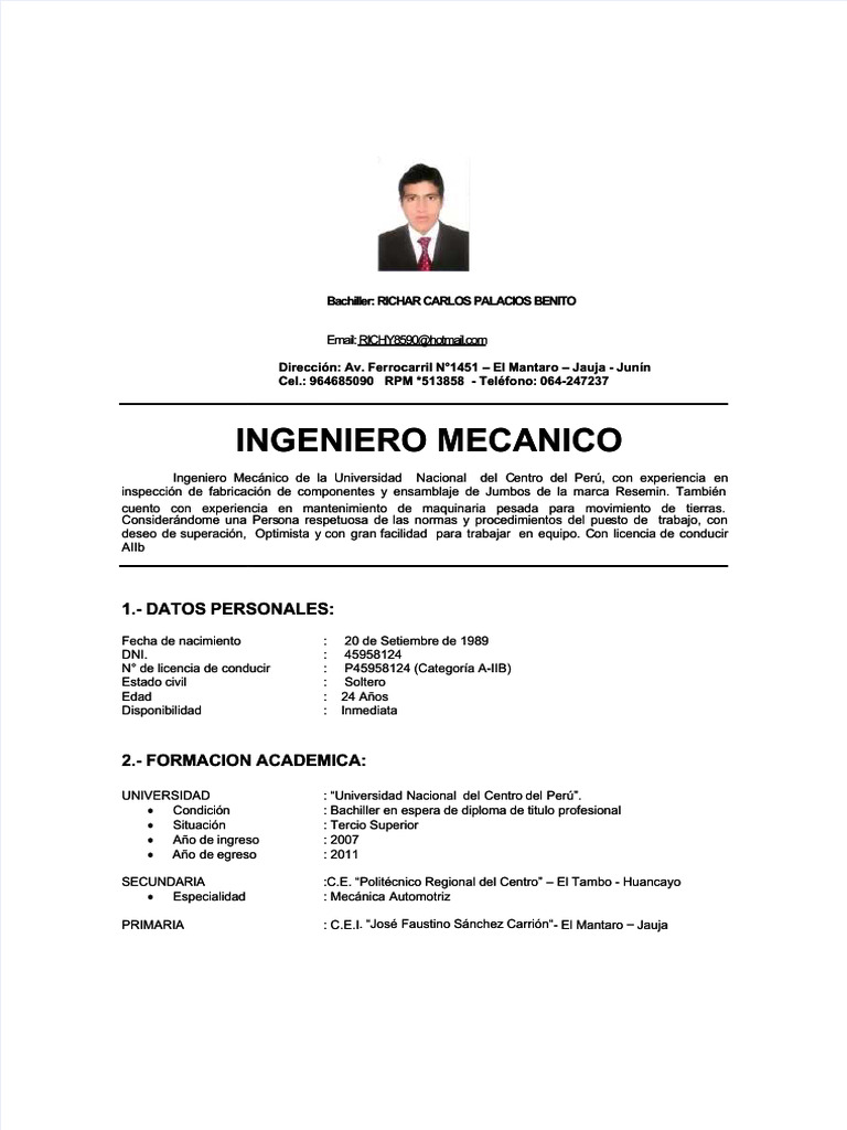PDF Curriculum Vitae Descriptivo 1 - Compress | Descargar gratis PDF | Ingeniería