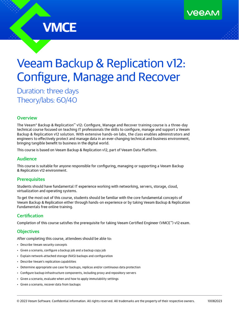 Veeam Backup Replication v12 Configure Manage and Recover | PDF | Backup | Replication (Computing)