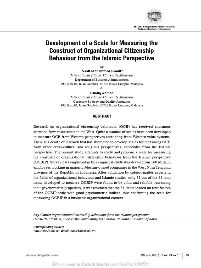 Development of A Scale For Measuring The Construct of Organizational Citizenship Behaviour From ...