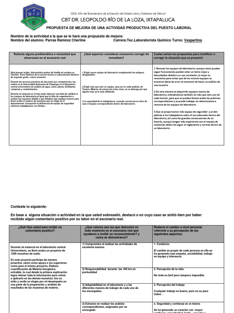 Formato para Propuesta de Mejora | Descargar gratis PDF | Laboratorios
