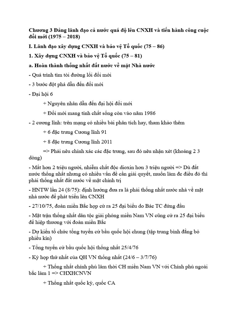 Chương 3 Đảng lãnh đạo cả nước quá độ lên CNXH và tiến hành công cuộc đổi mới | PDF