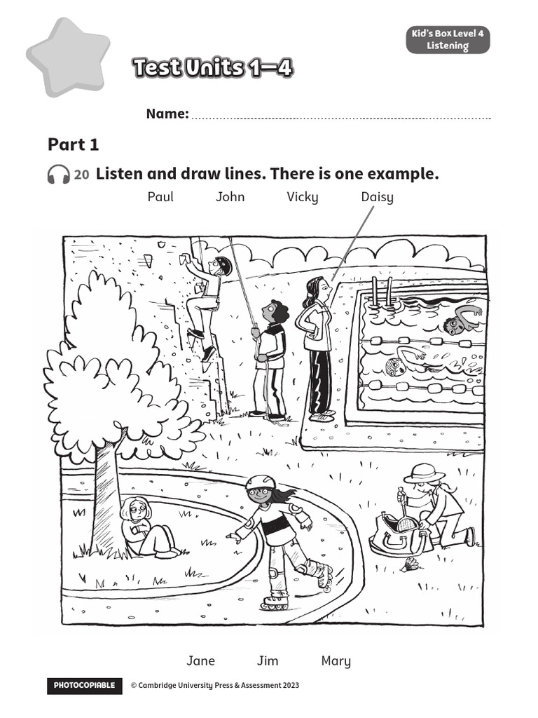 KBNGESS KidsBox Level4 Test Units 1-4 Listening 1 | PDF